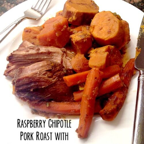 Slow Cooker Raspberry Chipotle Pork Roast, Sweet Potatoes & Carrots