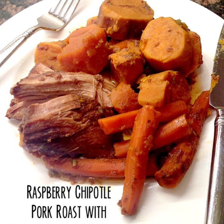Slow Cooker Raspberry Chipotle Pork Roast, Sweet Potatoes & Carrots