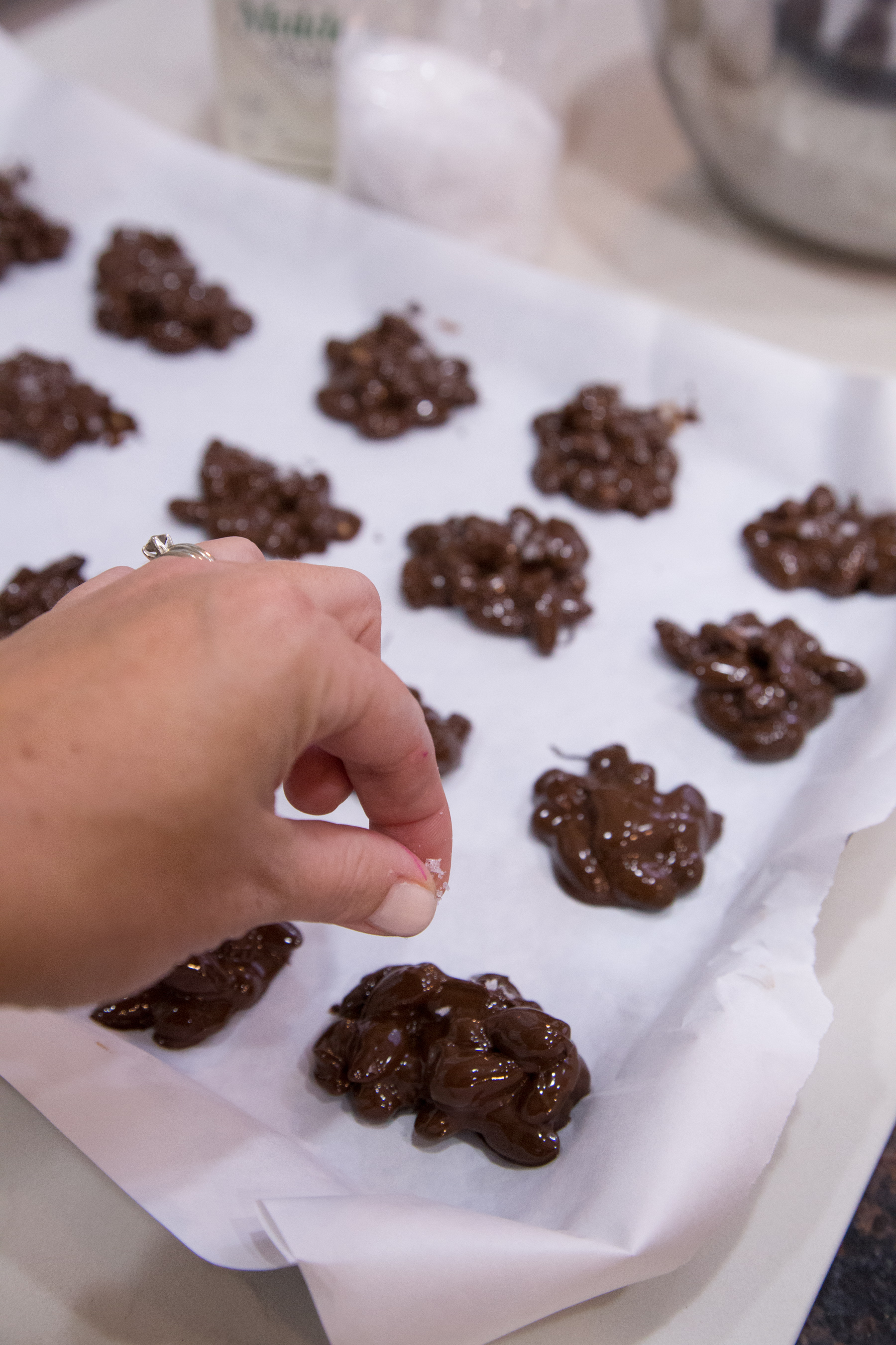 Dark Chocolate Almond Turtle Clusters - Healthy Holiday Dessert
