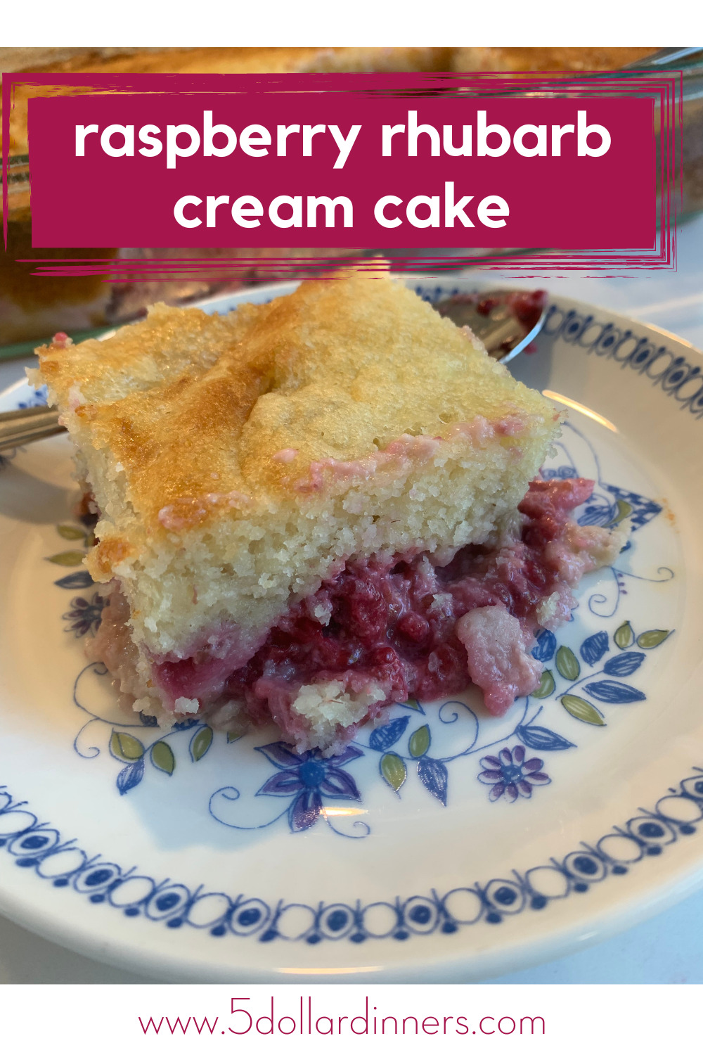 Rhubarb Raspberry Cream Cake Recipe - $5 Dinners